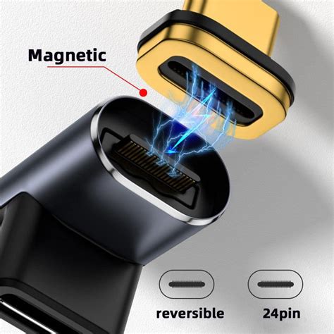Chenyang CY USB C Magnetic Connector Adapter USB4 Type C Male To Female 90 Degree Angled 100W