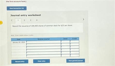 solved exercise 10 7 algo record issuance of stock and