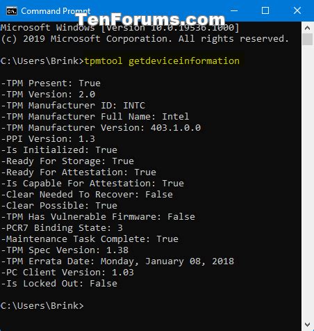 Verify Trusted Platform Module TPM Chip On Windows PC Tutorials