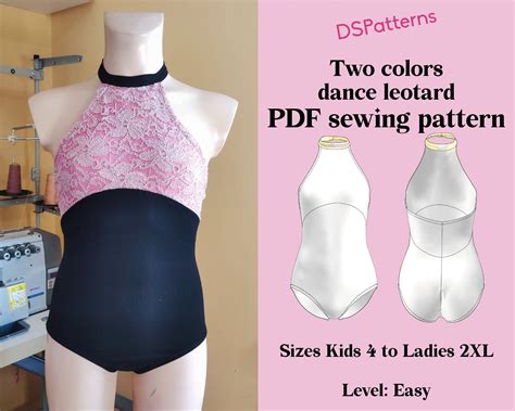 Diy Leotard Sewing Pattern Pdf Halterneck Ballet Leotard Two Colors