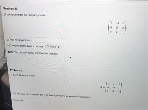 solved problem 5 1 point consider the following matrix [3