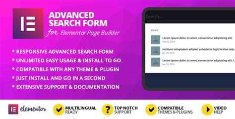 advanced search form addon for elementor page builder