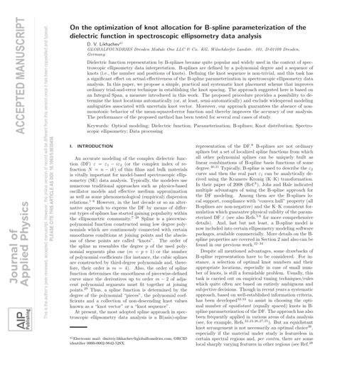 Pdf On The Optimization Of Knot Allocation For B Spline