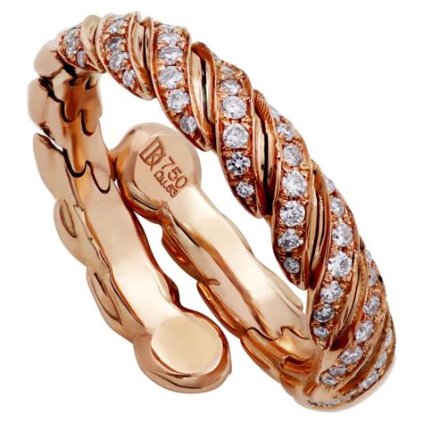 18k Rose Gold Τwisted Ring With Diamonds For Sale At 1stdibs