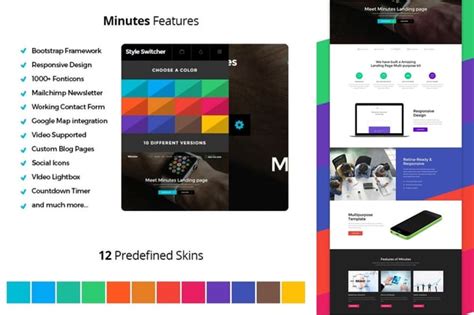 Minutes Responsive Bootstrap Landing Page Site Templates Landing