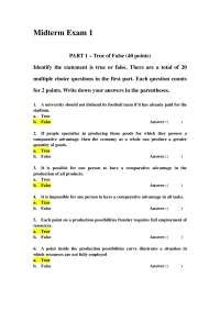 Principles Of Economics Midterm Exam With Answer Key ECON Docsity
