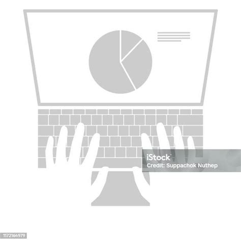 분석기 차트 일러스트 벡터와 키보드와 모니터에 손을 입력합니다 미니멀 한 스타일 검은 색과 흰색 색상 개념에 대한 스톡 벡터 아트 및 기타 이미지 Istock