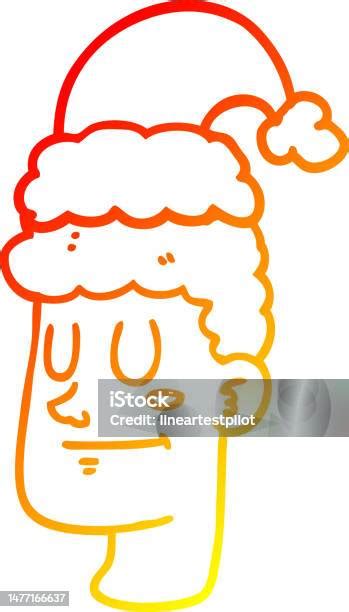 크리스마스 모자를 쓴 만화 남자의 따뜻한 그라데이션 선 그림 귀여운에 대한 스톡 벡터 아트 및 기타 이미지 귀여운 그라데이션 낙서 드로잉 Istock