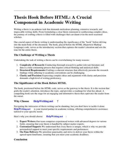 Thesis Hook Before Html Pdf Essays Thesis