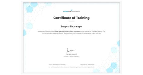 Successfully Completed The Deep Learning Mastery Data Intensive Training Swapna Bhusarapu