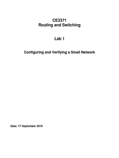 Lab1 Configuring And Verifying A Small Network Pdf Computer