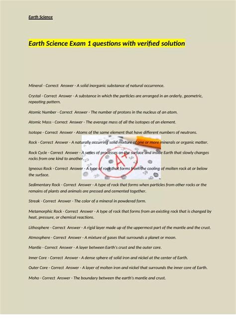 Earth Science Exam 1 Questions With Verified Solution Earth Science Stuvia Us