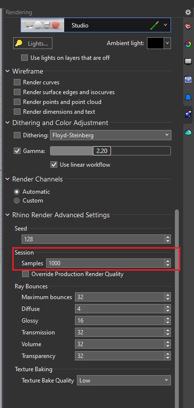 How Can I Set The Renderings Samples Value In Rhinocommon Rhino