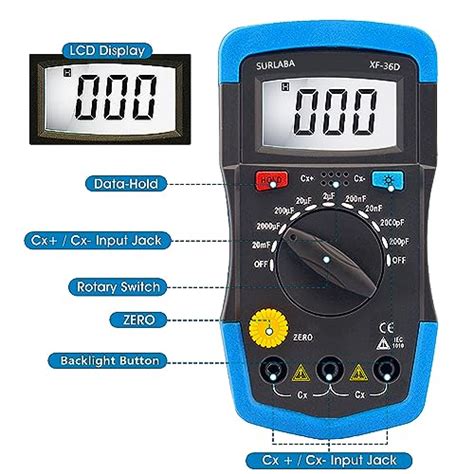 Digital Capacitance Meter Xf 36d Capacitor Tester Measuring Range 0 1pf To 20 000uf