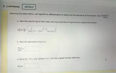 solved following the steps below use logarithmic