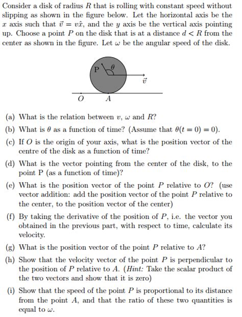 Solved Consider A Disk Of Radius R That Is Rolling With Chegg Com