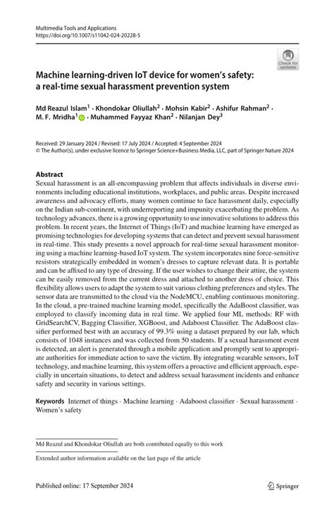 Pdf Machine Learning Driven Iot Device For Womens Safety A Real