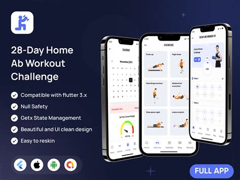 28 Day Home Ab Workout Challenge In Flutter Full App By Template Villa