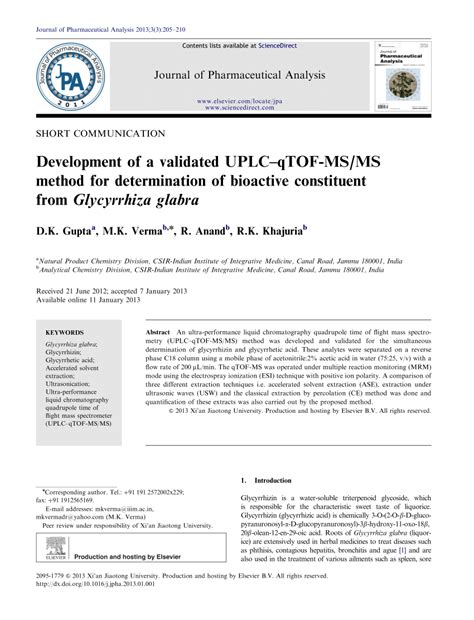 pdf development of a validated uplc qtof ms ms method for extraction