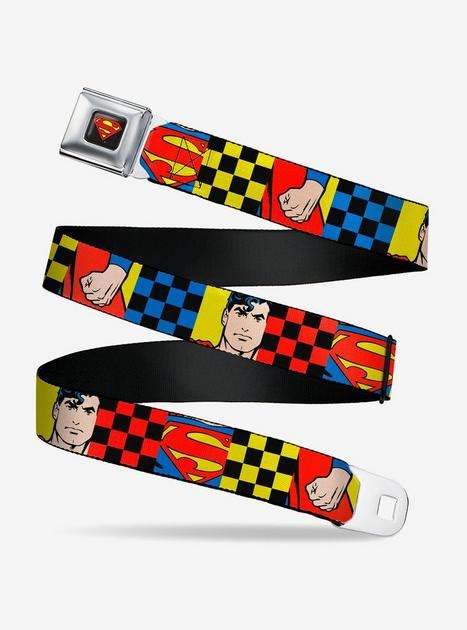 Dc Comics Superman Character Close Up And Checker Blocks Seatbelt