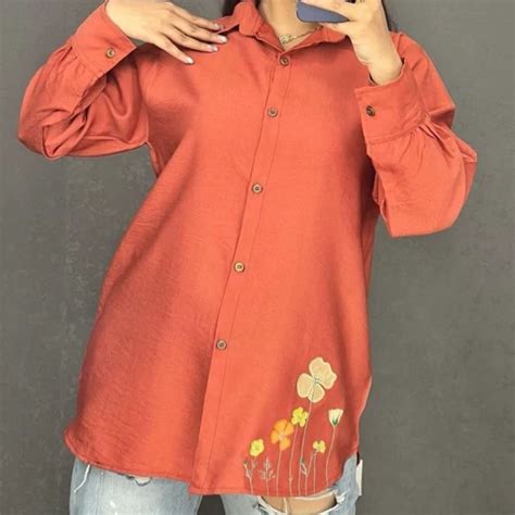 خرید و قیمت تونیک زنانه نخی گلدوزی شده فری سایز از 40 تا 46 جنس کرسپو