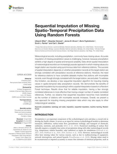Pdf Sequential Imputation Of Missing Spatio Temporal Precipitation Data Using Random Forests