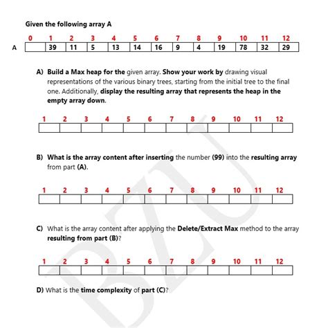 Solved Given The Following Array Aaa ﻿build A Max Heap For
