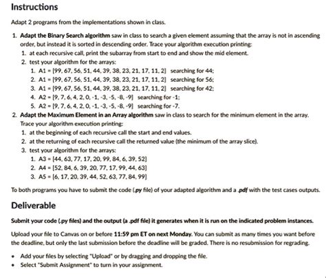 Instructions Adapt 2 Programs From The Implementations Shown In Class 1 Adapt The Binary Search