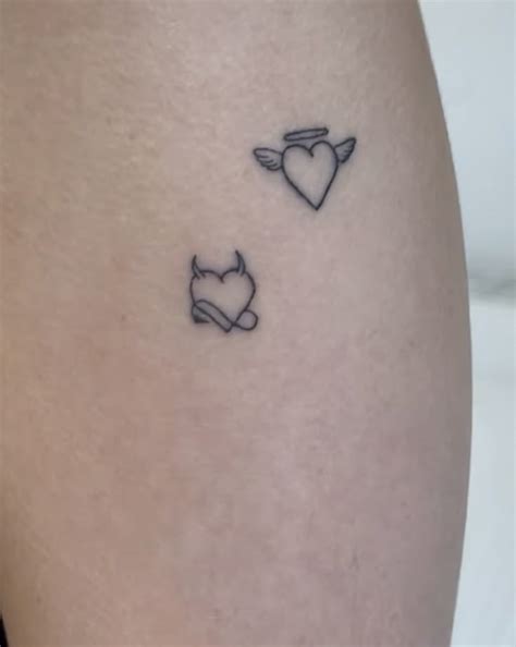 Angel And Devil Tattoo Minimal Dövme Dövme Fikirleri Mini Tattoos