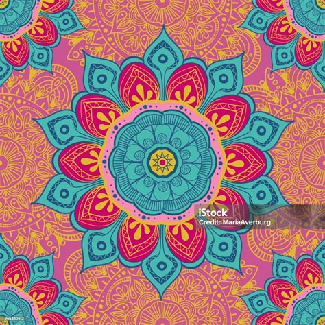 꽃 만다라 색칠 하기 책 섬유 인쇄 카드에 대 한 다채로운 배경 원활한 패턴 0명에 대한 스톡 벡터 아트 및 기타 이미지 0명 개념 낮 Istock