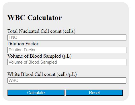 Wbc Calculator Calculator Academy