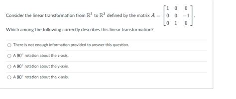 Solved Consider The Linear Transformation From R3 To R3