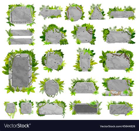 Stone Game Interface Ui Game Buttonsgui Elements Vector Image