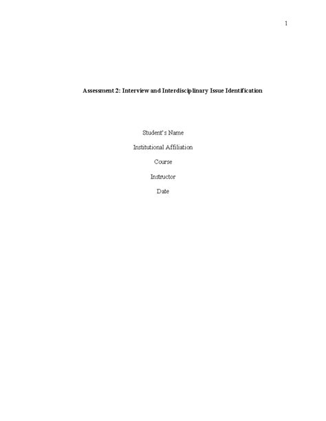 Assessment 2 Interview And Interdisciplinary Issue Identification