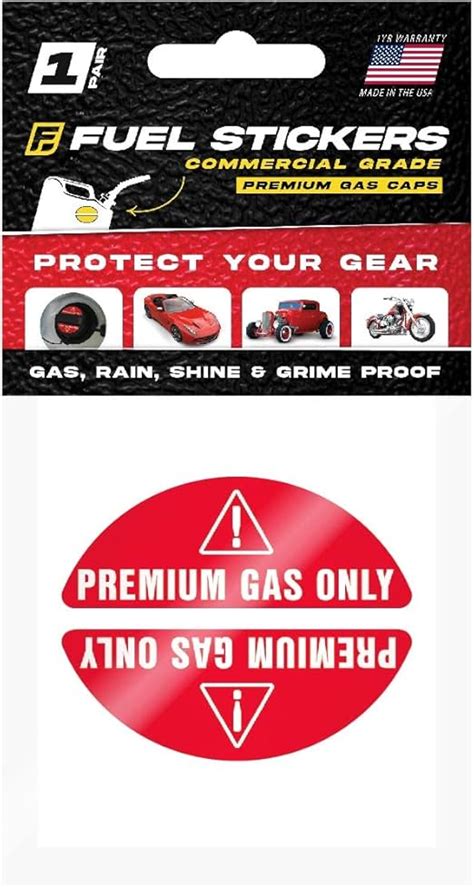 Premium Gas Only Gas Cap Stickers Protect Your Ride