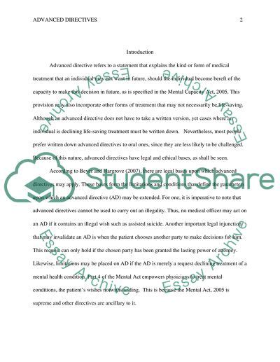 Advanced Directives And Dementia Essay Example Topics And Well Written Essays 500 Words
