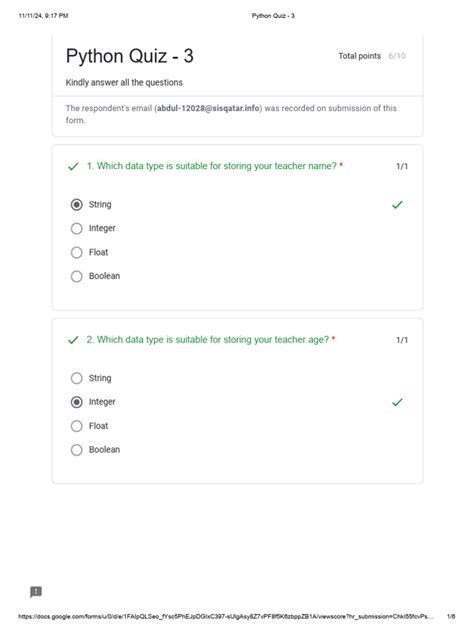 Python Quiz 3 Pdf Data Type Mathematical Logic