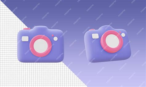 Ui Ux 웹 모바일 앱 소셜 미디어 디자인을 위한 3d 만화 렌더링 보라색 카메라 아이콘 템플릿 프리미엄 Psd 파일