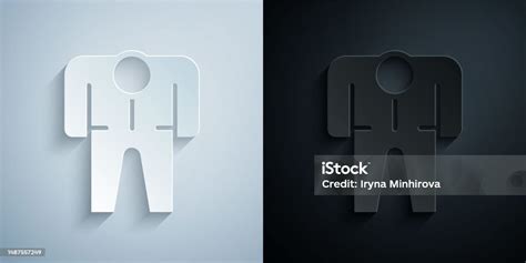 종이 컷 양봉가 의상 아이콘은 회색과 검은색 배경에 분리되어 있다 특수 보호 유니폼 종이 아트 스타일 벡터 3차원 형태에 대한 스톡 벡터 아트 및 기타 이미지 Istock