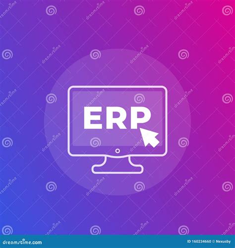 ERP Software Icon With Computer Stock Vector Illustration Of Management Resource
