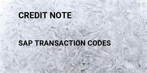 Credit Note Tcode In Sap Transaction Codes List