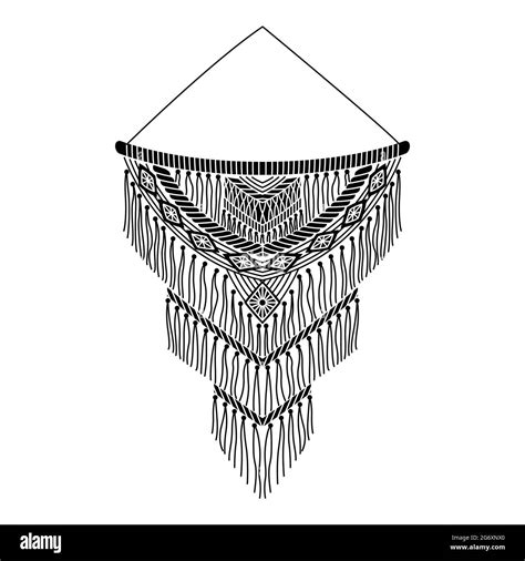 Vector Illustration Of Macrame Mural In Boho Style Simple Style Stock Vector Image And Art Alamy