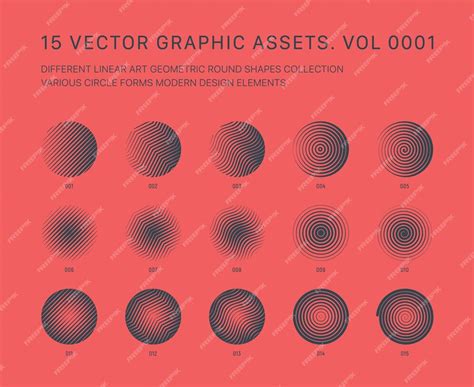 Premium Vector Vector Graphic Assets Various Linear Art Round Shapes