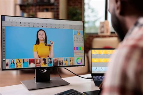 Premium Photo African American Editor Using Retouching Software To