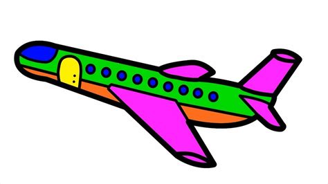하늘을 날고 있는 알록달록 비행기 그림그리기와 색칠하기 Youtube