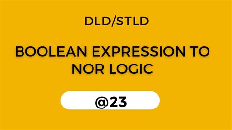 23 implementation of boolean function using nor logic youtube