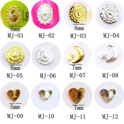 50 개갑 금속 손톱 아트 새겨진 타원형 라운드 태양 달 스타 심장 3d 보석 젤 손톱 스티커 장식 아트 도구라인석 And 데코레이션 Aliexpress