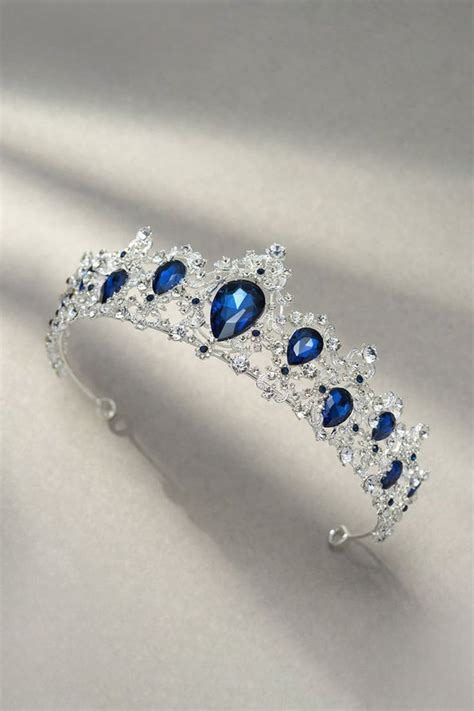 Eleanor Navy Blue Crystal Tiara Elegant Blue Tiara Elegant Sapphire