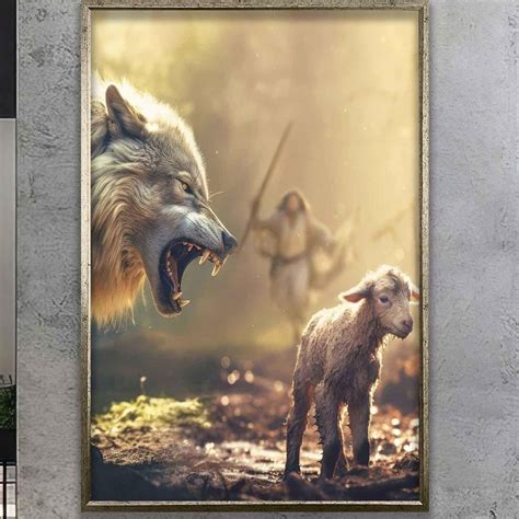 Jesus With Lamb And Wolves Etsy