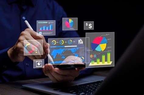 Premium Photo Businessman Using A Laptop With Analytics And Data Management Systems Analyst